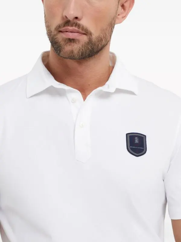 Brunello Cucinelli Appliqué-detail Polo Shirt - White