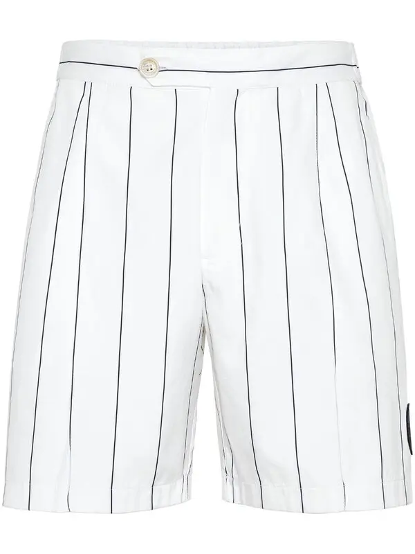 Brunello Cucinelli Logo-appliqué Striped Shorts - White