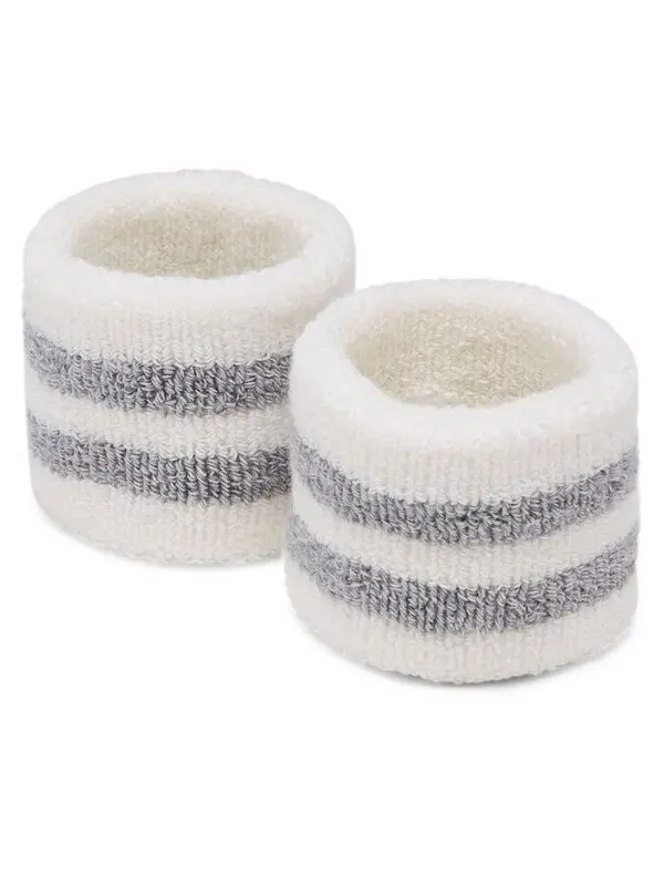 Brunello Cucinelli Striped Knitted Cotton Cuffs - White