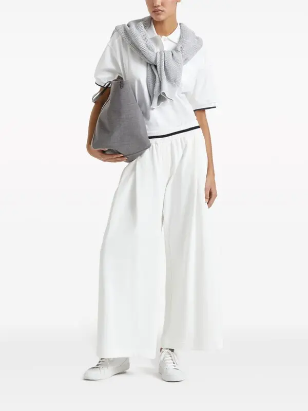Brunello Cucinelli Contrasting-trim Cropped Polo Shirt