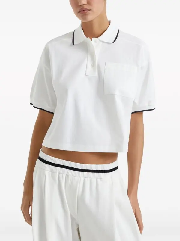 Brunello Cucinelli Contrasting-trim Cropped Polo Shirt