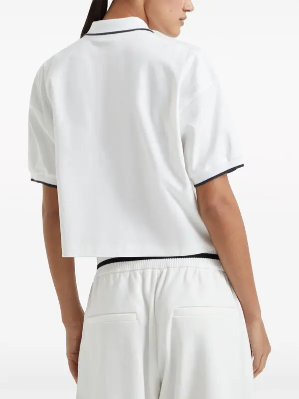 Brunello Cucinelli Contrasting-trim Cropped Polo Shirt