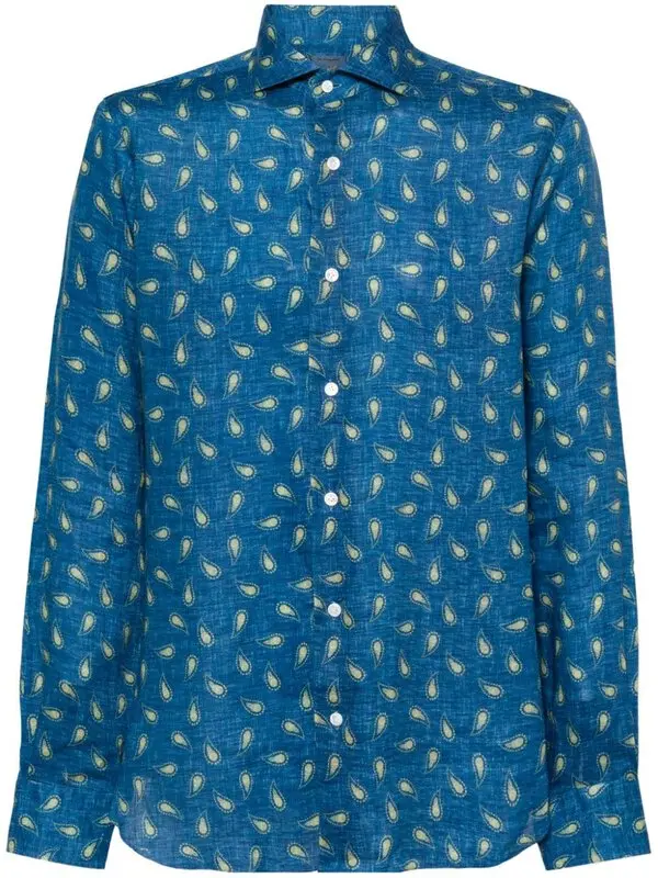 BARBA NAPOLI Paisley-print Linen Shirt
