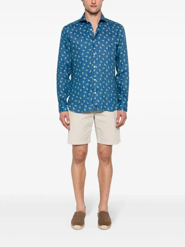 BARBA NAPOLI Paisley-print Linen Shirt