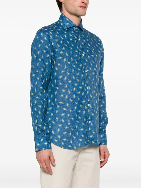 BARBA NAPOLI Paisley-print Linen Shirt
