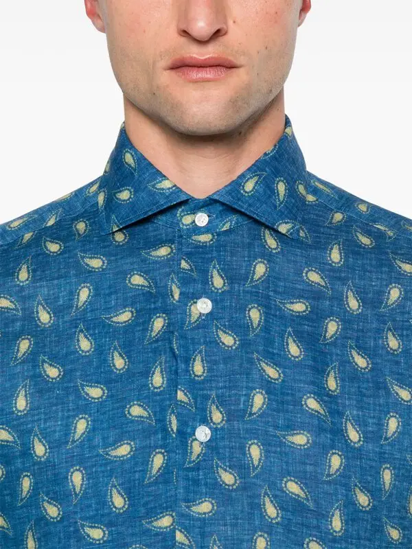 BARBA NAPOLI Paisley-print Linen Shirt