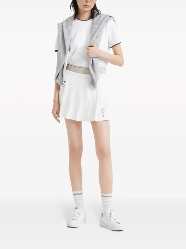 Brunello Cucinelli Logo-embroidered Pleated Mini Skirt