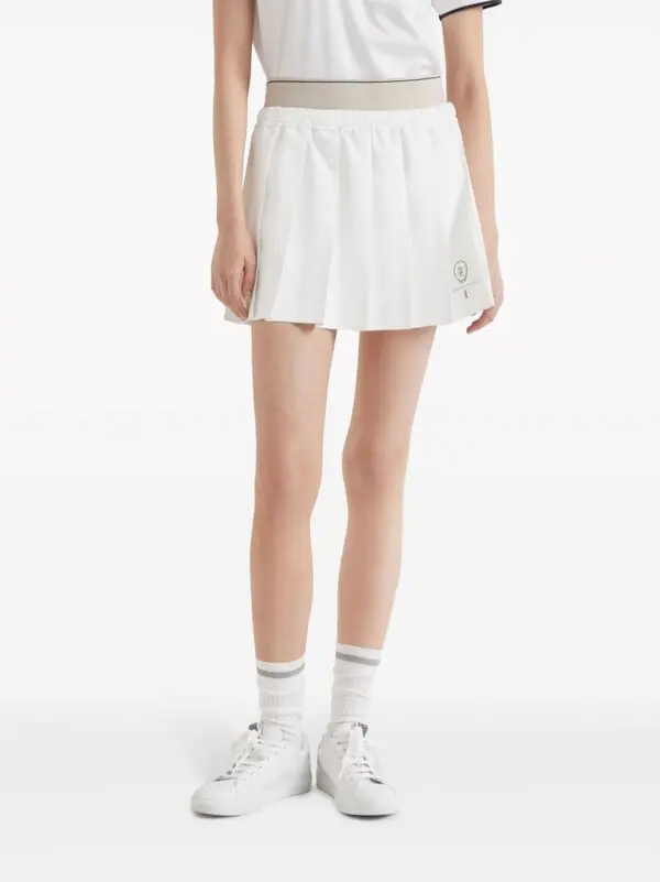 Brunello Cucinelli Logo-embroidered Pleated Mini Skirt