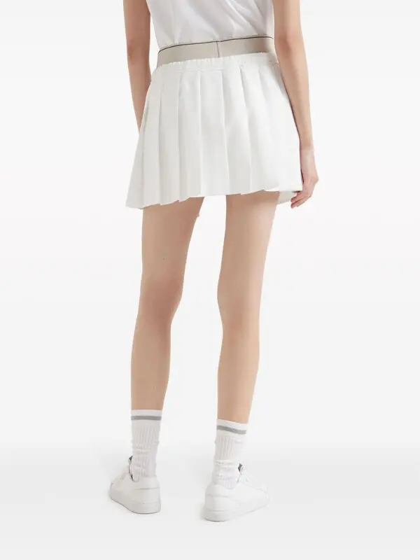 Brunello Cucinelli Logo-embroidered Pleated Mini Skirt