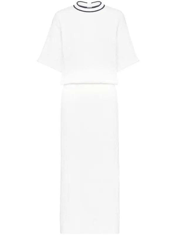 Brunello Cucinelli Cable-knit Cotton Dress - White
