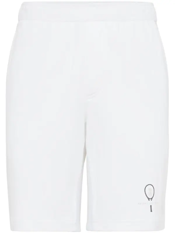 Brunello Cucinelli Logo-embroidered Cotton Shorts - White