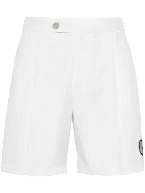 Brunello Cucinelli Tailored Shorts With Logo Appliqu - White