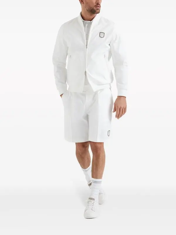 Brunello Cucinelli Tailored Shorts With Logo Appliqu - White