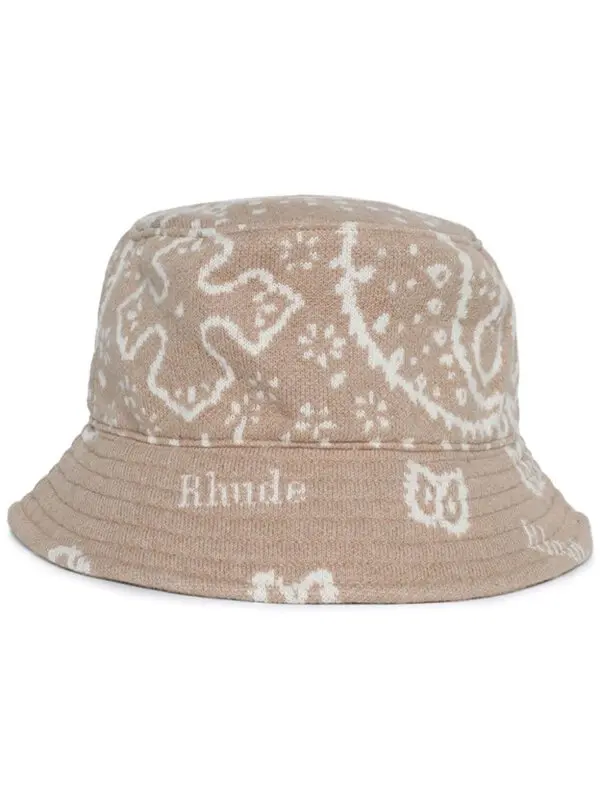 Rhude Intarsia-knit Bucket Hat - Neutrals