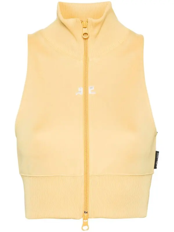COURREGES Zip-up Cropped Vest - Yellow