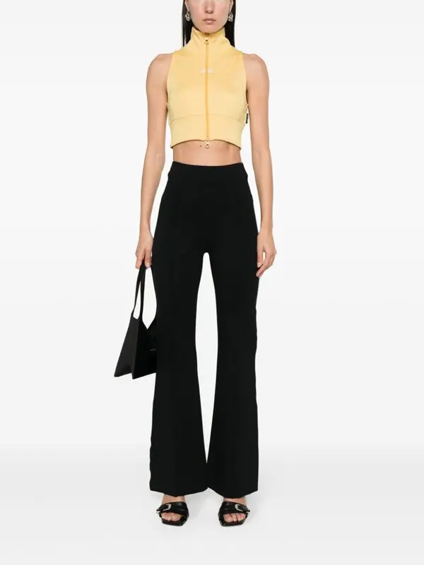 COURREGES Zip-up Cropped Vest - Yellow