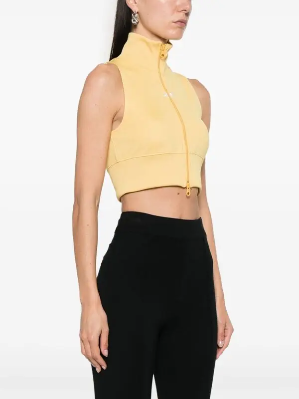 COURREGES Zip-up Cropped Vest - Yellow