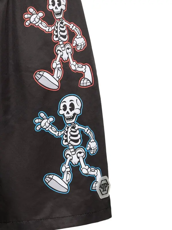 Philipp Plein Skeleton-print Swim Shorts - Black