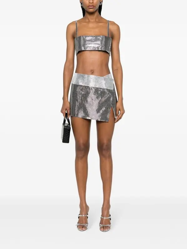 NUE Rhinestone-embellished Crop Top - Grey