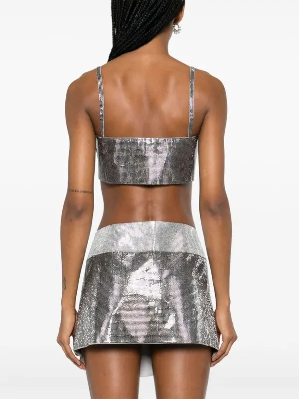 NUE Rhinestone-embellished Crop Top - Grey