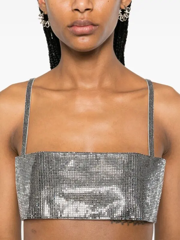 NUE Rhinestone-embellished Crop Top - Grey