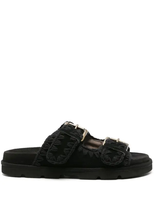 Mou Bio Suede Sandals - Black