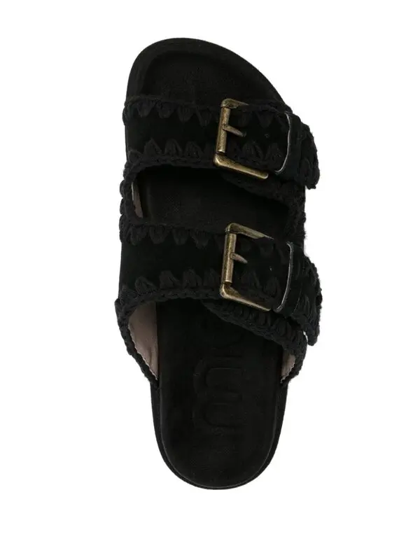 Mou Bio Suede Sandals - Black