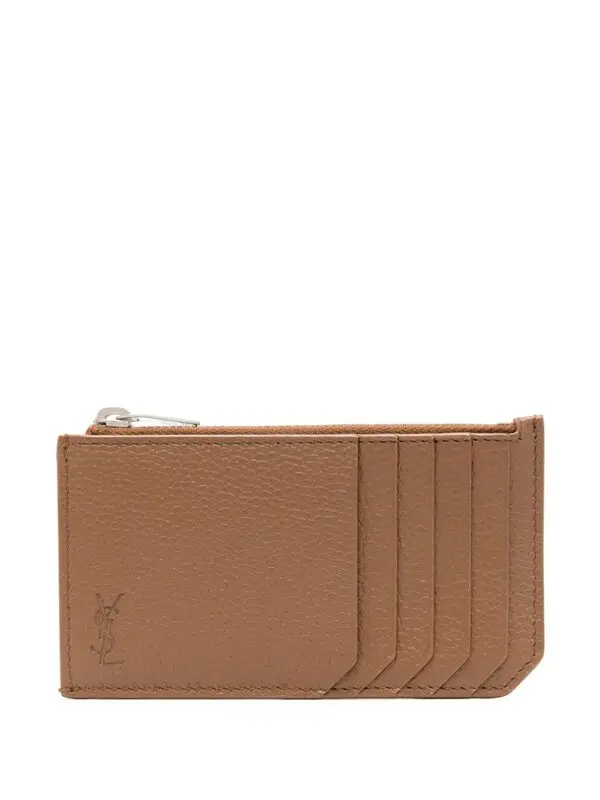 Saint Laurent Cassandre Leather Cardholder - Brown