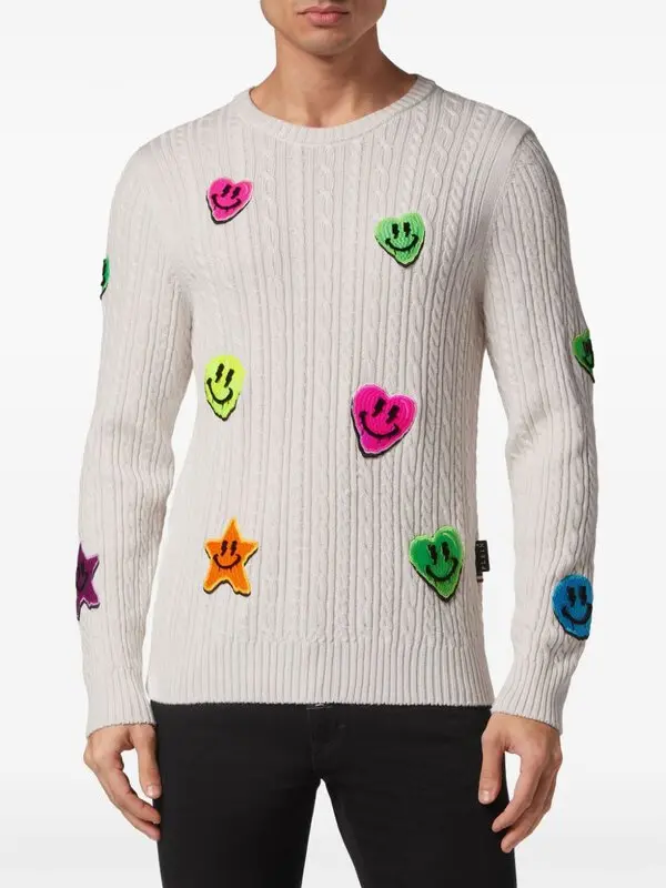 Philipp Plein Appliqué Cable-knit Jumper