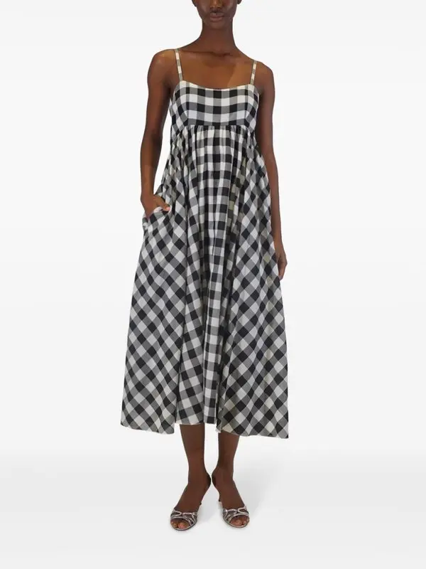 Azeeza Rachel Gingham Midi Dress - Black