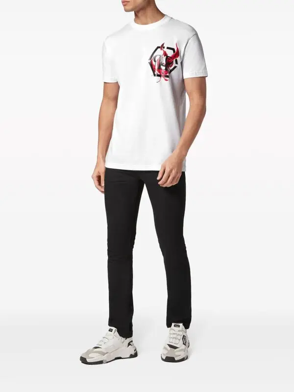 Philipp Plein Logo Flame-print Cotton T-shirt