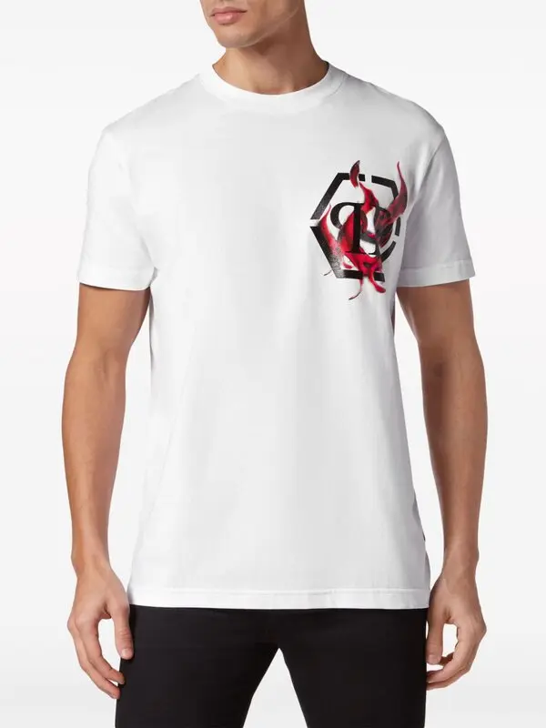 Philipp Plein Logo Flame-print Cotton T-shirt