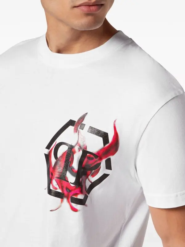Philipp Plein Logo Flame-print Cotton T-shirt
