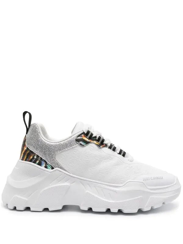Just Cavalli Monogram Panelled Chunky Sneakers - White