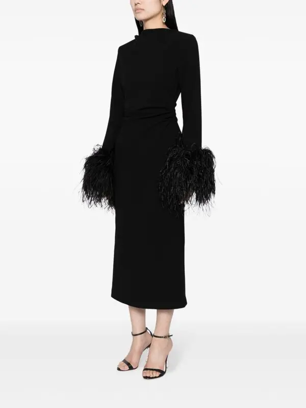 Rachel Gilbert Reina Feather-detail Midi Dress