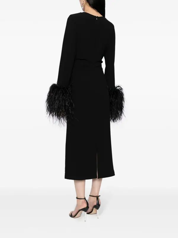 Rachel Gilbert Reina Feather-detail Midi Dress
