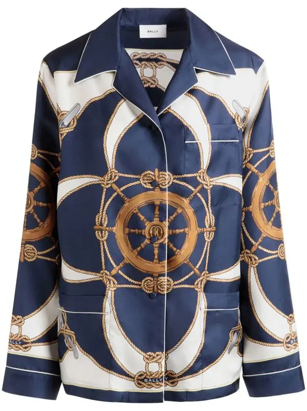 Bally Graphic-print Silk Shirt - Blue