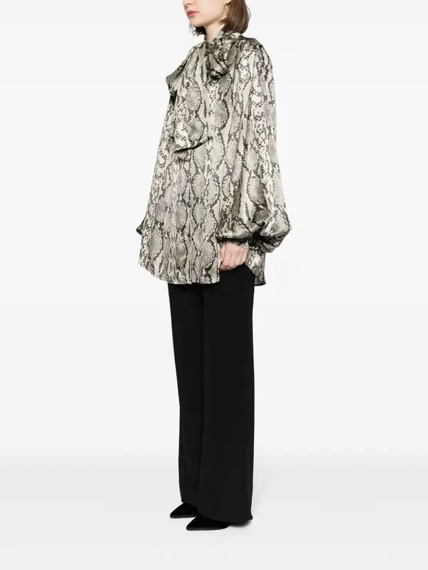 Balmain Snakeskin-print Silk Blouse