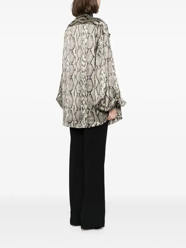 Balmain Snakeskin-print Silk Blouse