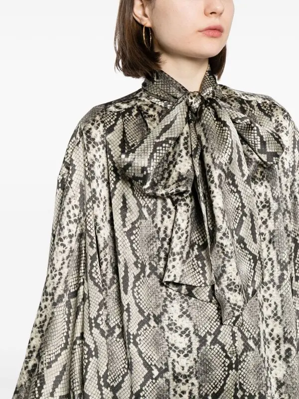 Balmain Snakeskin-print Silk Blouse