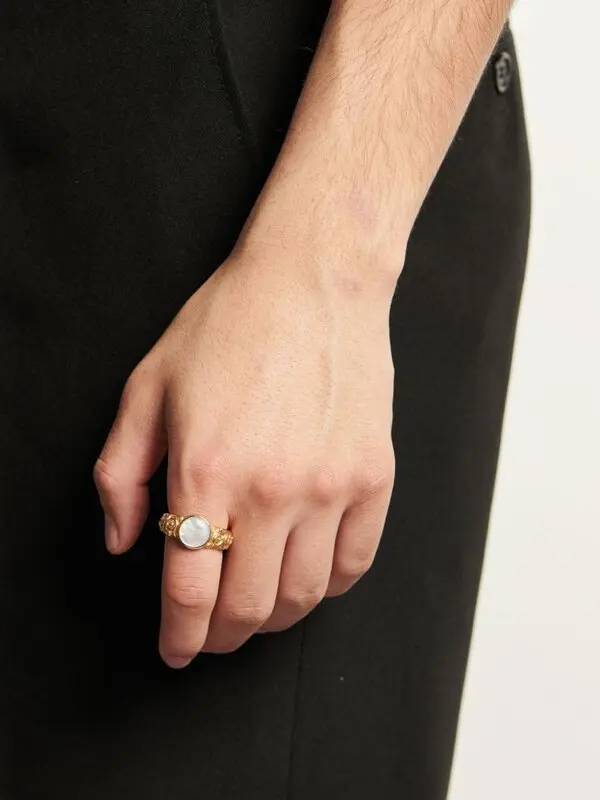 Emanuele Bicocchi Arabesque Engraved Signet Ring - Gold