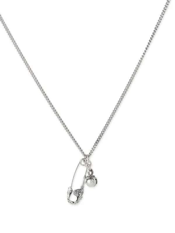 Emanuele Bicocchi Safety Pin Pearl Pendant Necklace - Silver