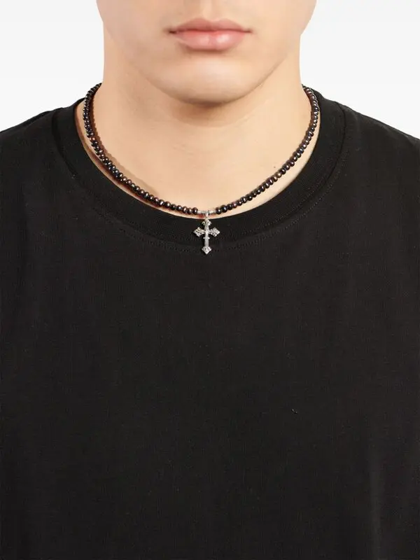 Emanuele Bicocchi Avelli Cross Pearl Necklace