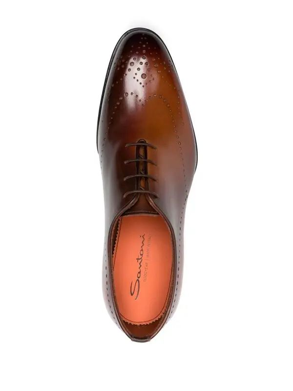 Santoni Burnished-finish Leather Brogues