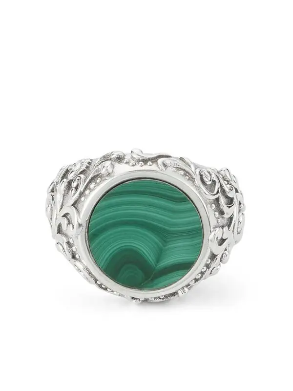 Emanuele Bicocchi Arabesque Malachite Ring - Silver