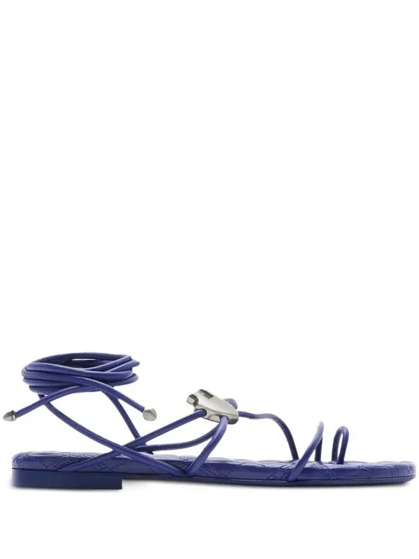 Burberry Ivy Shield Leather Sandals - Blue