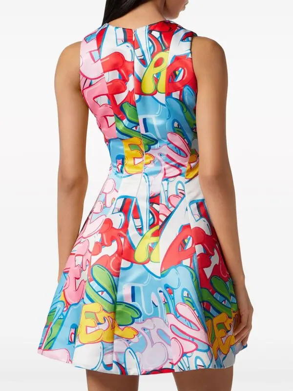 Philipp Plein Graffiti-print Mini Dress - Blue