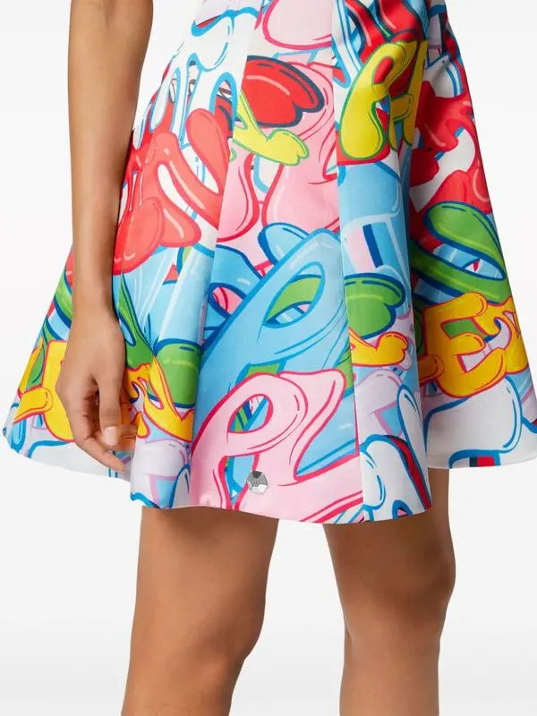 Philipp Plein Graffiti-print Mini Dress - Blue