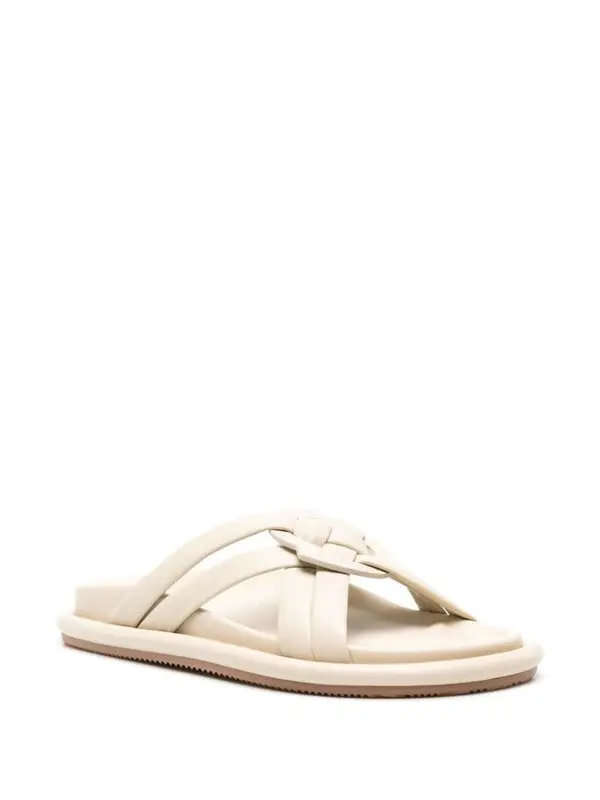 Moncler Bell Interwoven Straps Slides - Neutrals