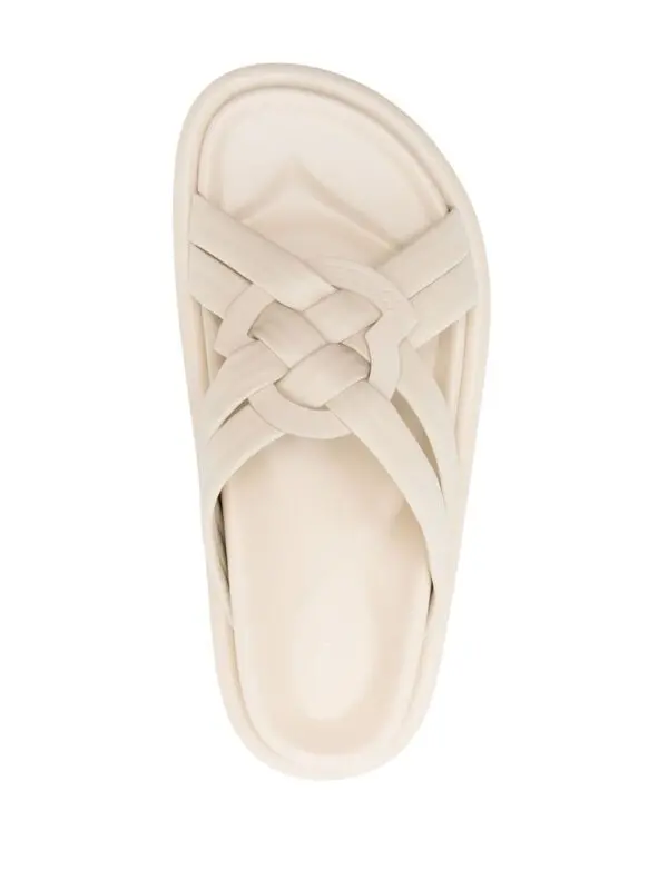 Moncler Bell Interwoven Straps Slides - Neutrals